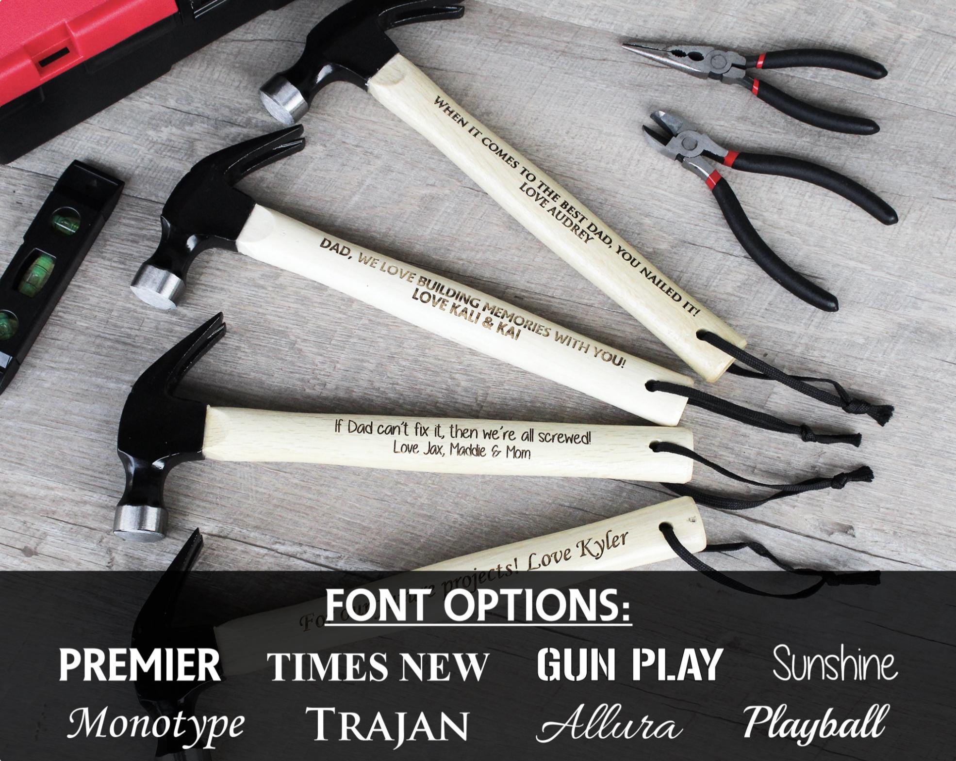 Wood Hammer Tool, Custom Hammer, Personalize Tool, Engrave Hammer ...