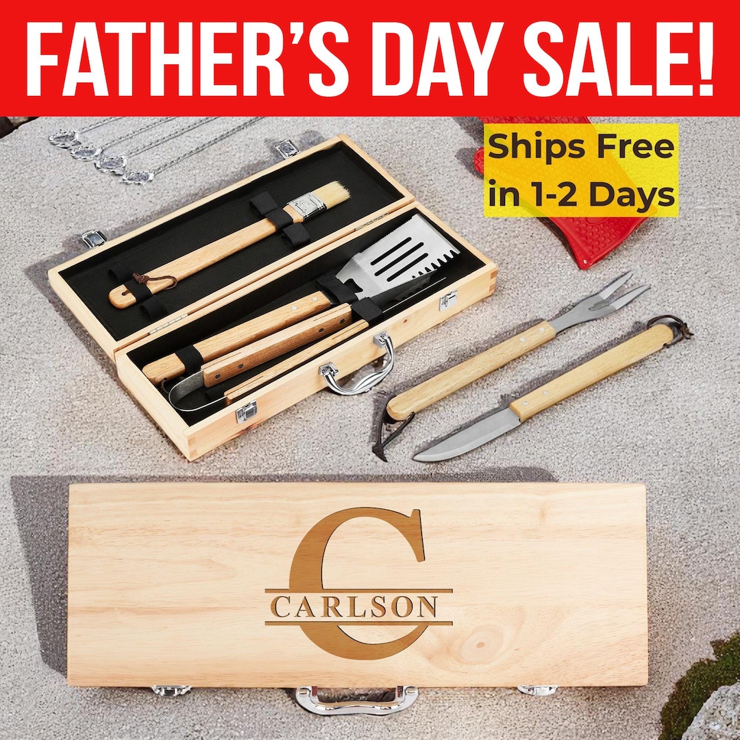 Personalized Engraved BBQ Grill Set, Premium 11 Piece Grilling Set With ...