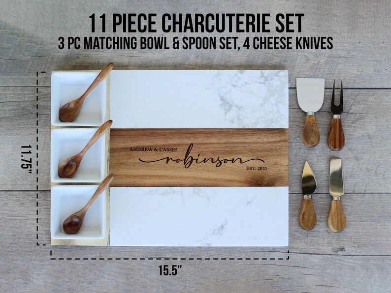 11 Piece Charcuterie Board Set Marble Charcuterie Serving - Etsy