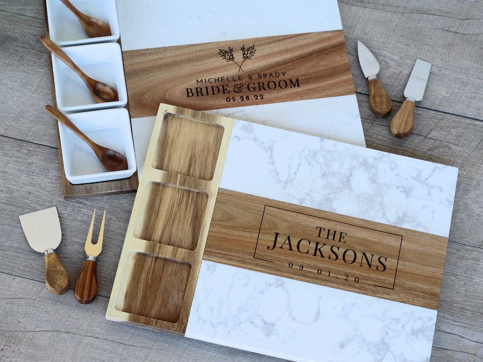 11 Piece Charcuterie Board Set Marble Charcuterie Serving - Etsy