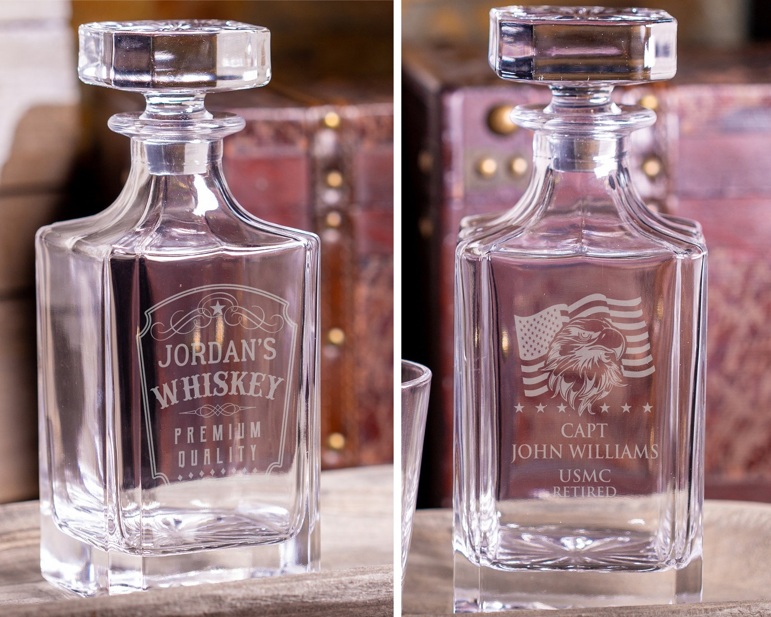 Engraved Whiskey Glass Decanter Vintage Whiskey Decanter - Etsy