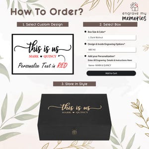 Wood Memory Box, Rustic Wooden Keepsake Box, Personalized Engraved Gift ...