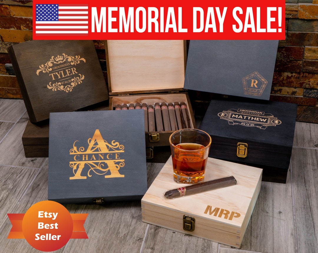 Personalized Cigar Box, Groomsman Gift Box, Gift for Man, Engraved Wood ...