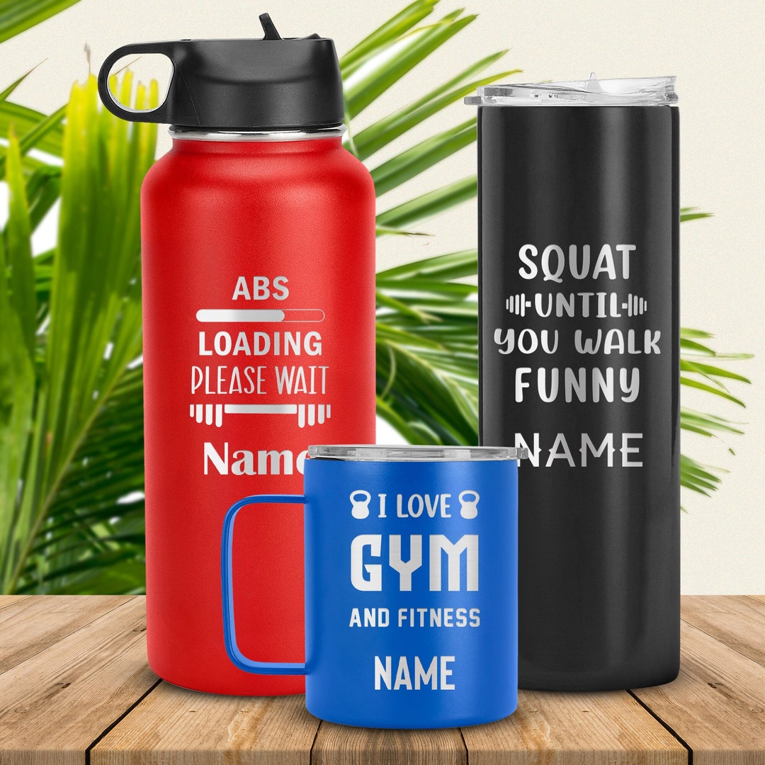 Customized Name Gym Quote Tumbler Cup, Laser Engraved Workout Travel ...