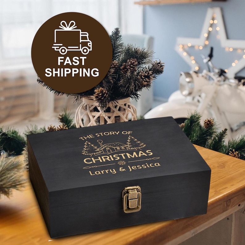 Custom Christmas Eve Box for Kids, Personalized Wooden Christmas Box ...