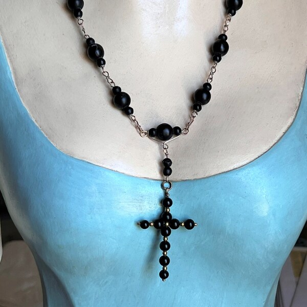 Victorian Mourning Cross Necklace - Etsy