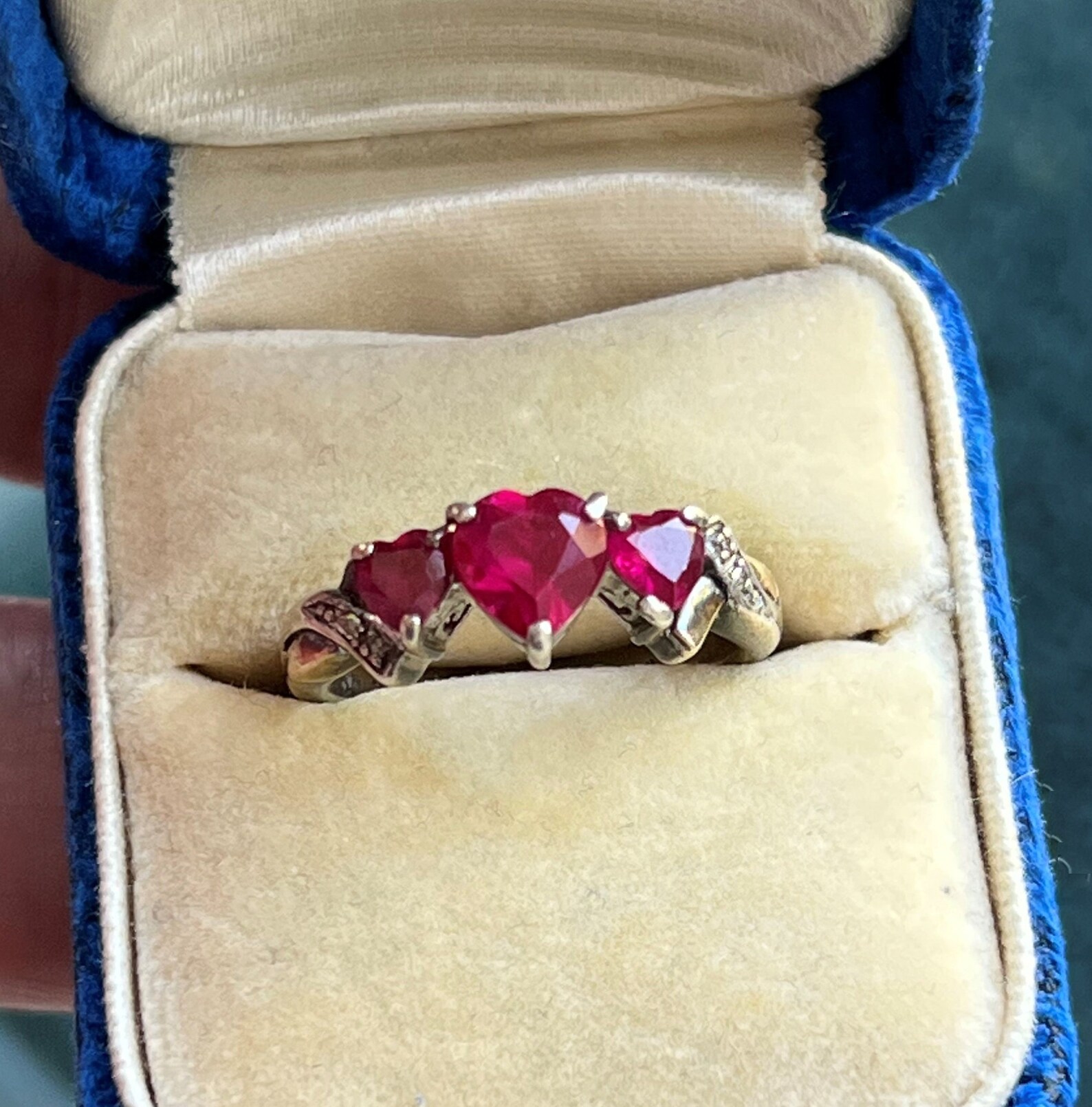 14K & Sterling Lab Ruby Heart Ring 3.5 Grams Size 5.5 - Etsy