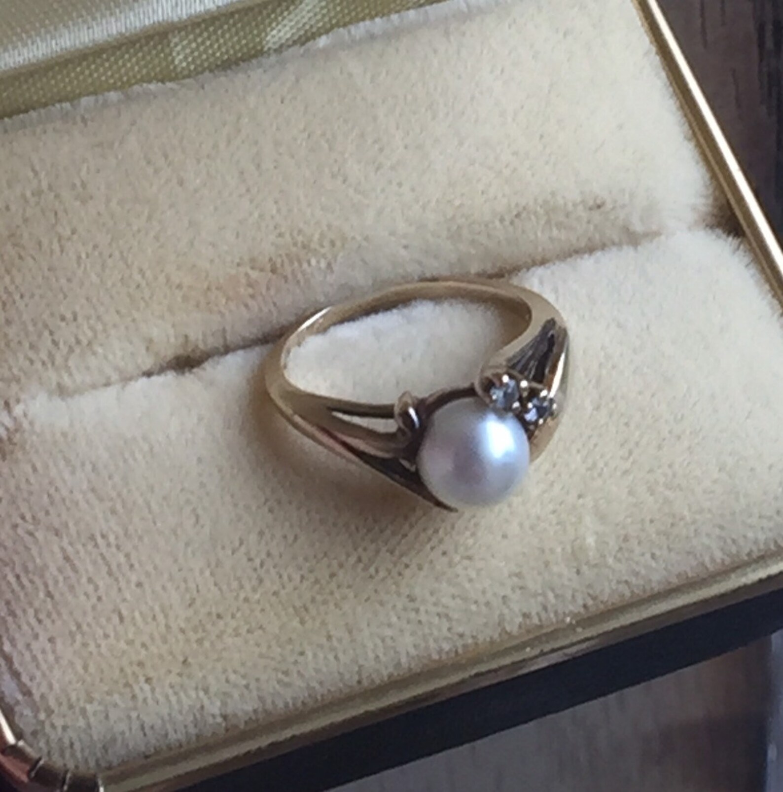 10K Dason Pearl & Diamond Accent Ring Yellow Gold Size 5 - Etsy