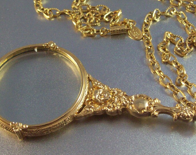 Joan Rivers Lorgnette Magnifying Glass Cherub Necklace - Etsy