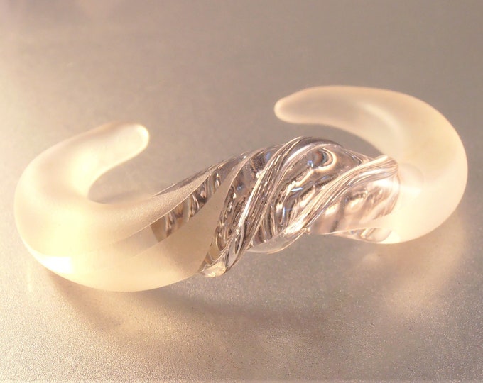 Frosted Glass Cuff Bracelet Hand Blown Sculptural Wave - Etsy