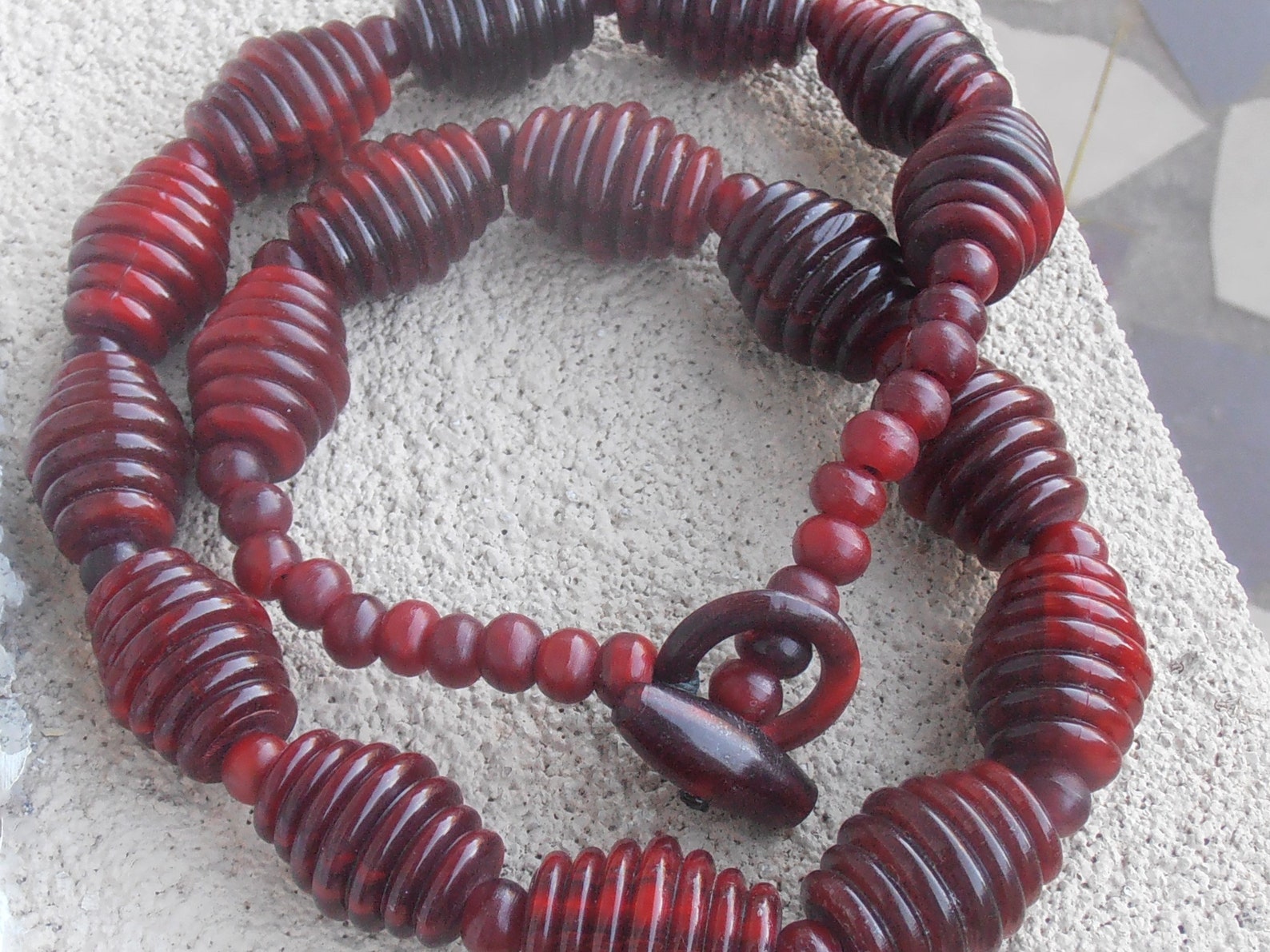 Gerda Lynggaard Carved Red Horn Necklace Chunky 26 Long - Etsy