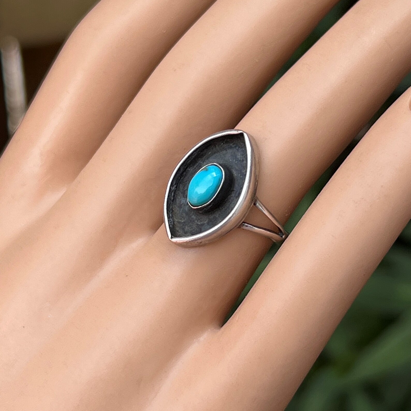 Navajo Wilton Carviso Jr Sterling Turquoise Shadowbox Ring - Etsy