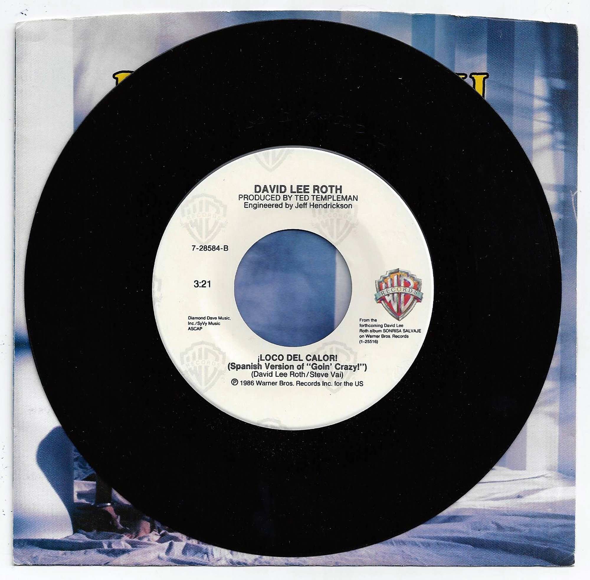 David Lee Roth Goin' Crazy / Loco Del Calor Vinyl Record 7 Single 45rpm ...