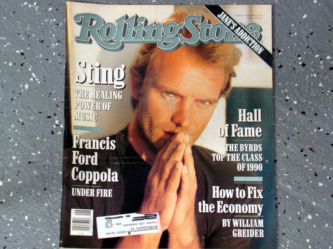Sting - Rolling Stone Magazine Issue# 597 - 1991 - Etsy