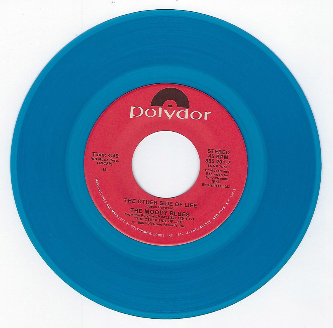 The Moody Blues the Other Side of Life / the Spirit 45rpm 1986 Limited Edition Special Blue ...