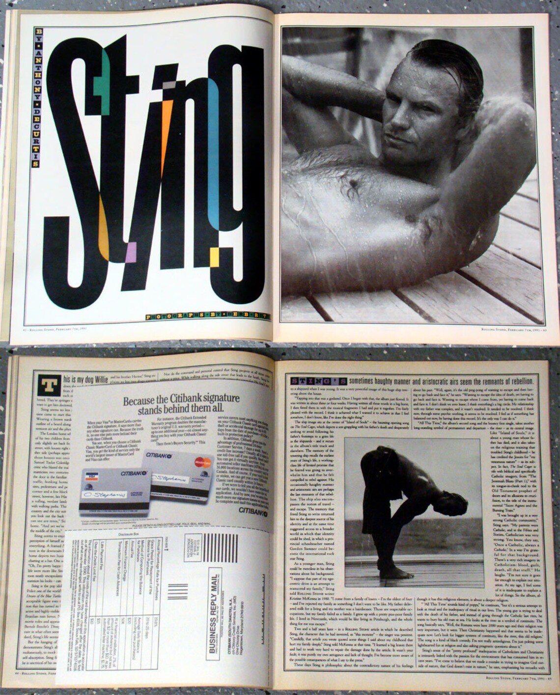 Sting Rolling Stone Magazine Issue 597 1991 - Etsy