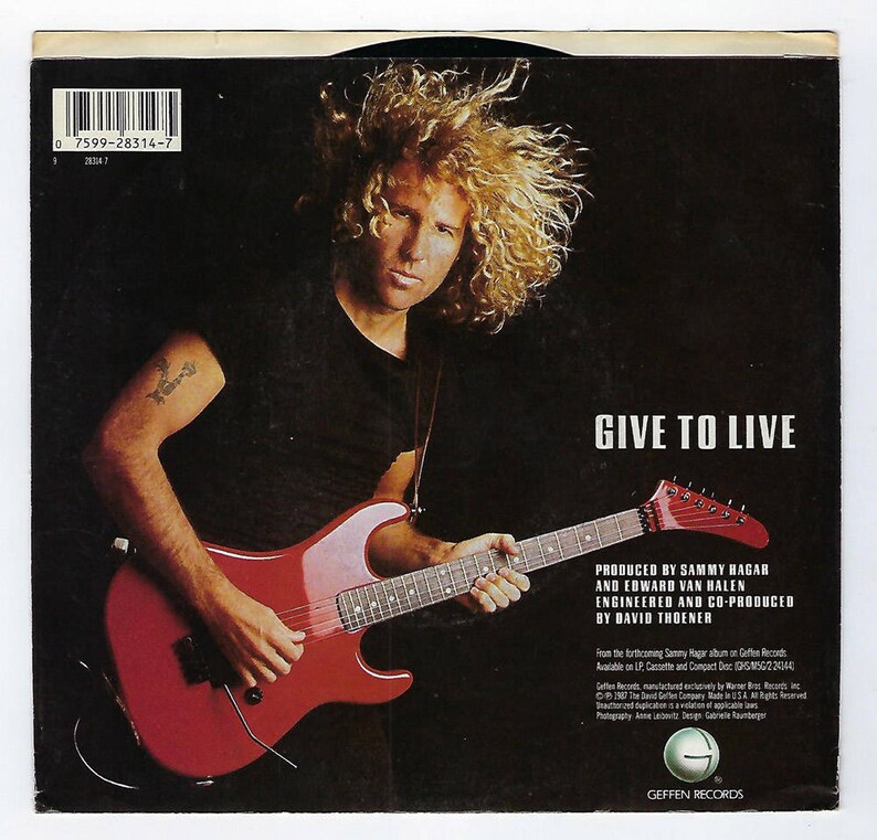 Sammy Hagar - Give to Live / When the Hammer Falls - 45rpm - 1987 - Etsy