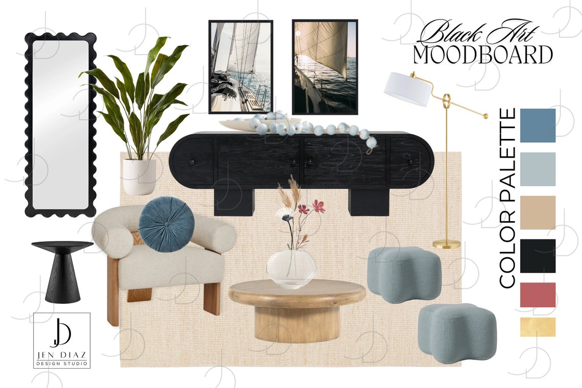 Printable Mood Board Printable Designs Modern Living Room Stylish Home ...