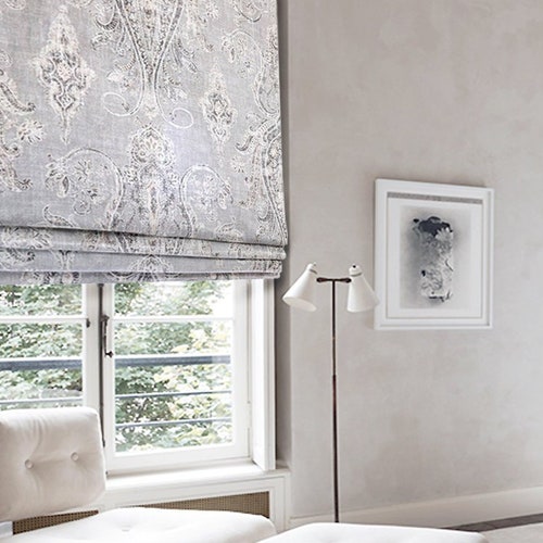 Custom Roman Shade Relaxed utopia Linen With Greek Key - Etsy