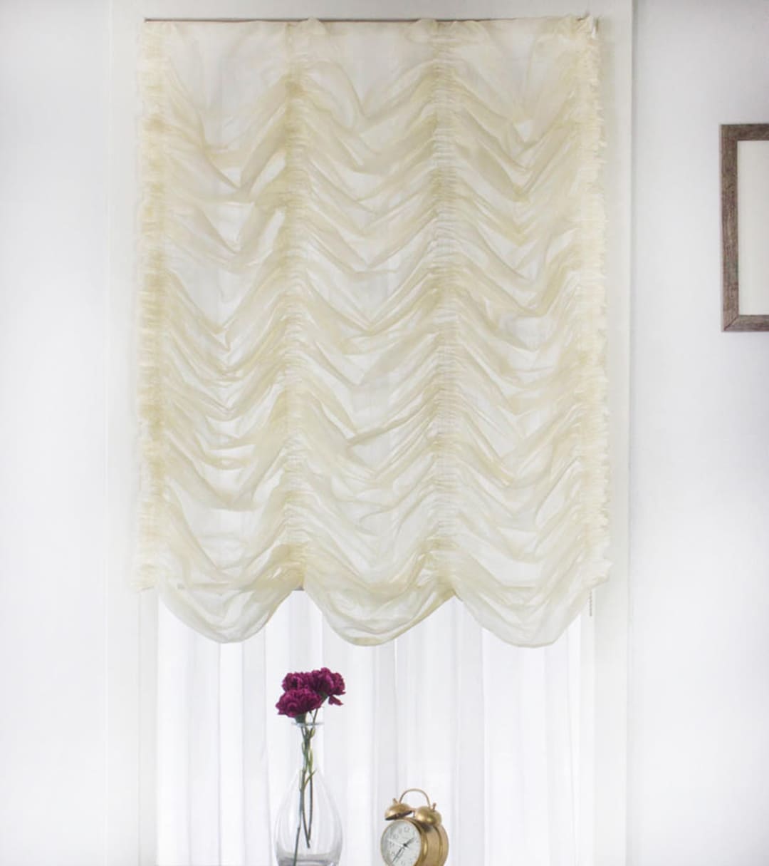 Beige Cream Voile Sheer Austrian Shade Roman Shade - Etsy