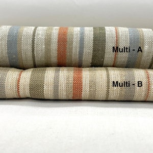 Multi-color & Beige 100% Linen Fabric by the Yard / 56" Wide / CL1089 ...