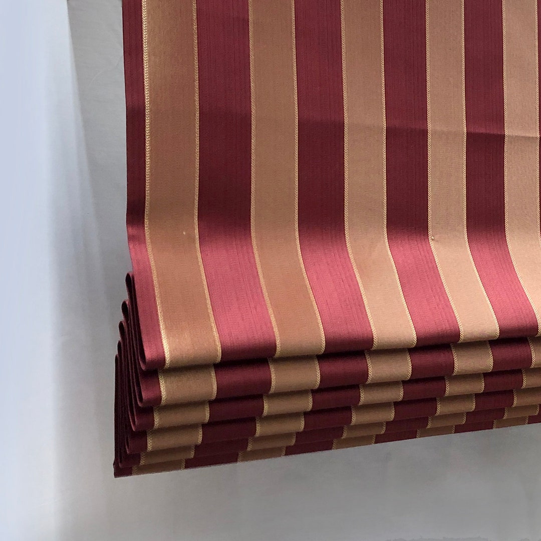 Burgundy Gold Stripe Jacquard Flat Roman Shades - Etsy
