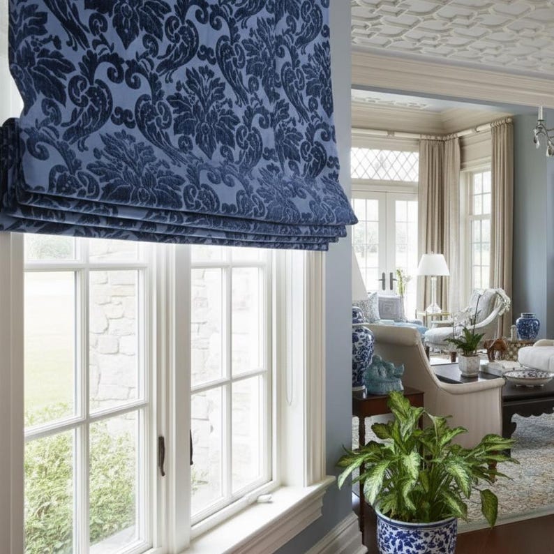 Navy Blue Roman Shades