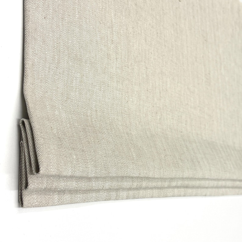 Herringbone Pattern 100% Natural Linen Flat Custom Roman Shade, CL1047 ...