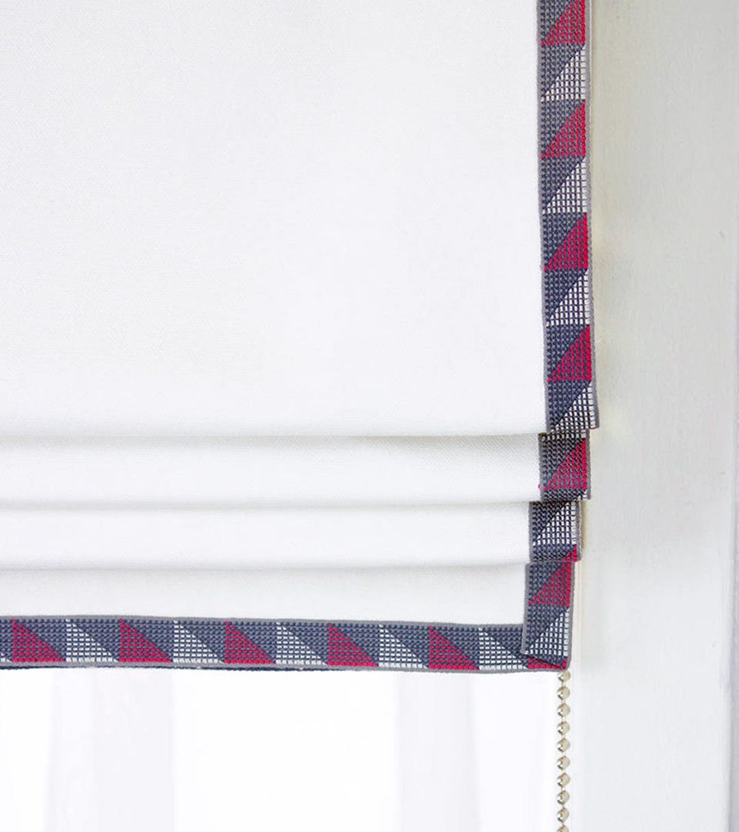 Roman Shades With Banded White Geometric Patten Tape - Etsy