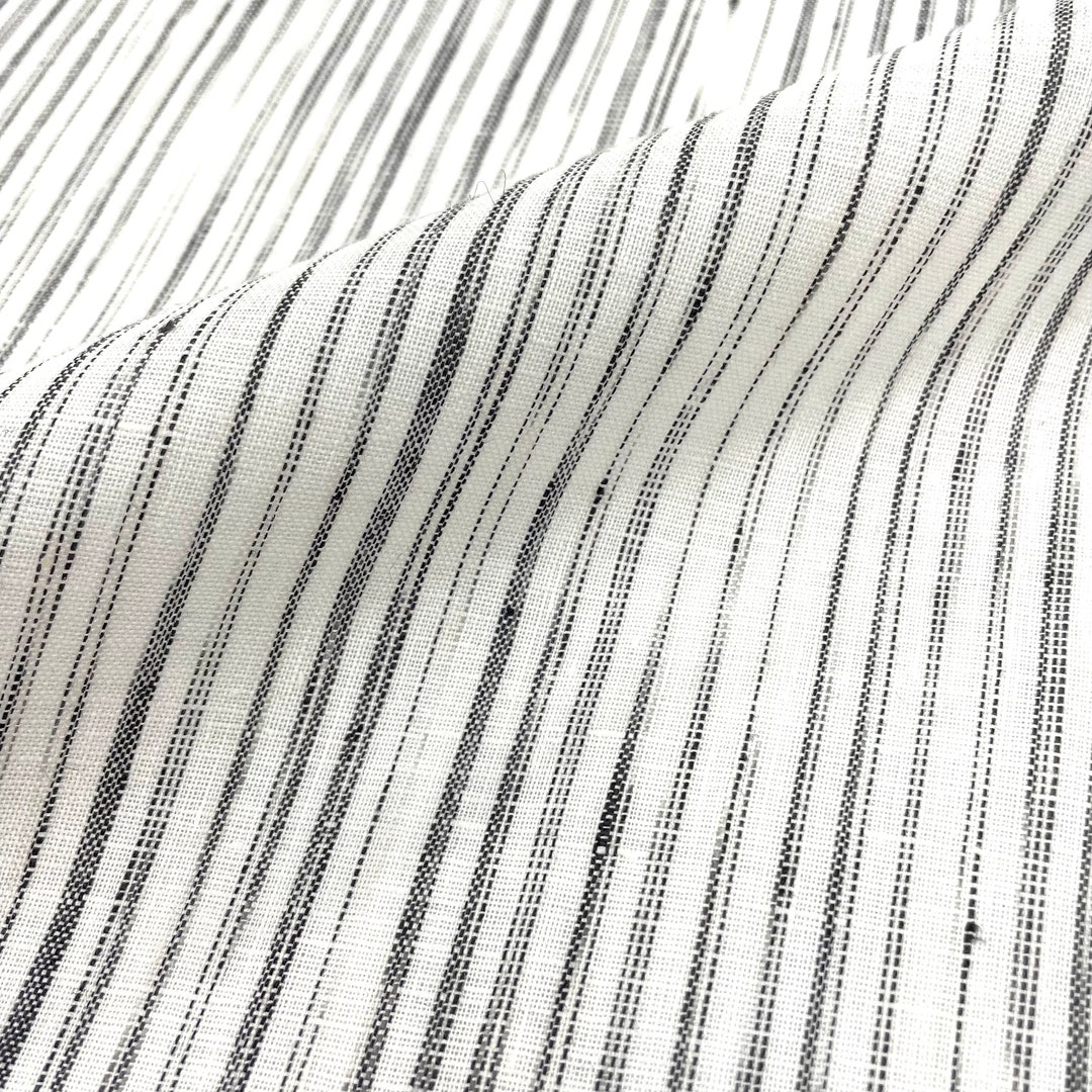 Narrow Irregular Stripe 100% Natural Linen Fabric by the Yard / 50 ...