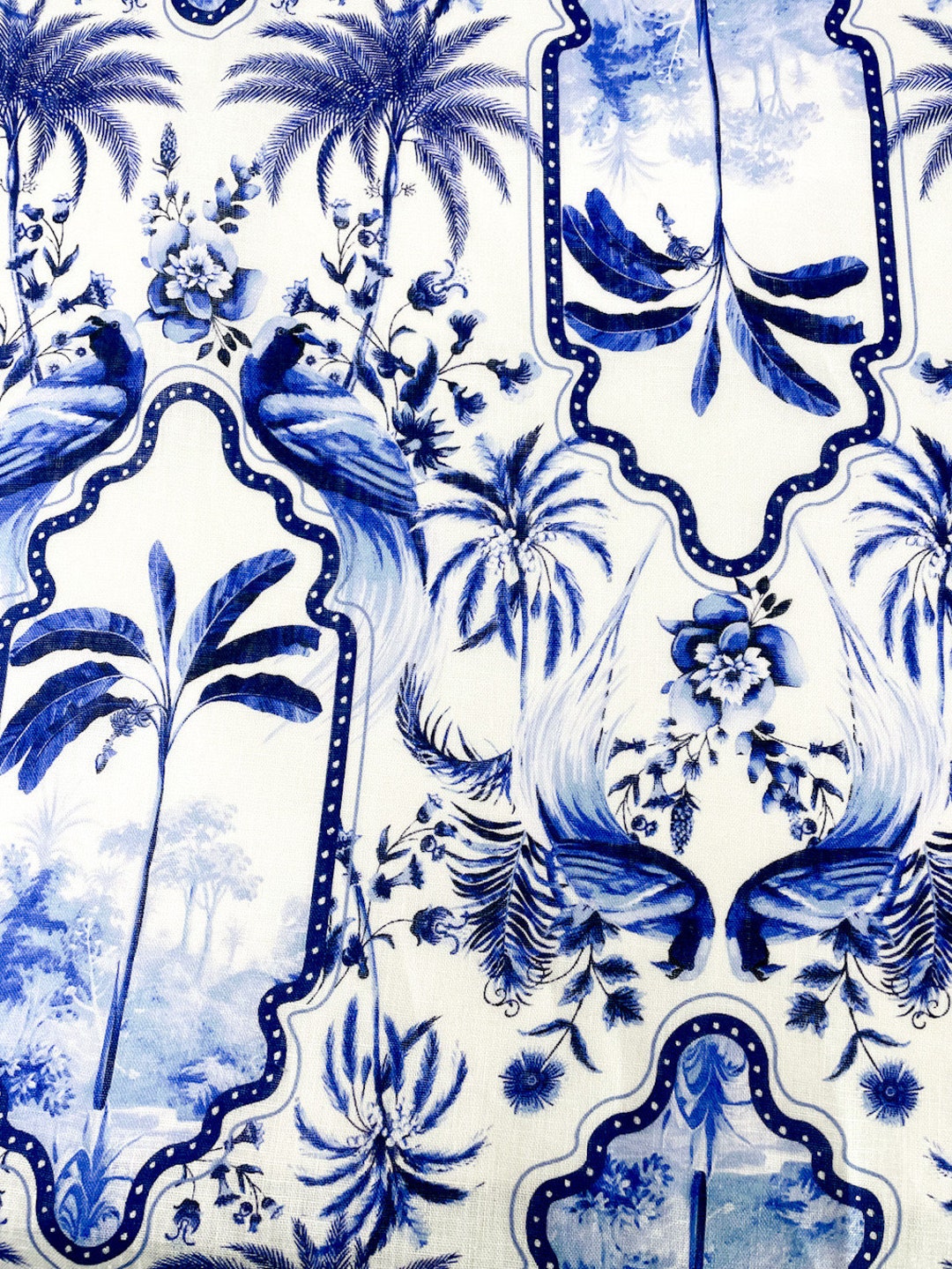 Palm Tree Tropical Handkerchief Light Weight 100% Linen Fabric by the ...