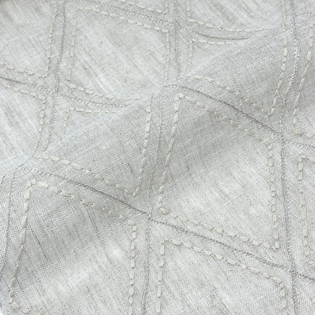 Embroidered Diamond Trellis Blend Linen Sheer Fabric by the Yard, 54 ...