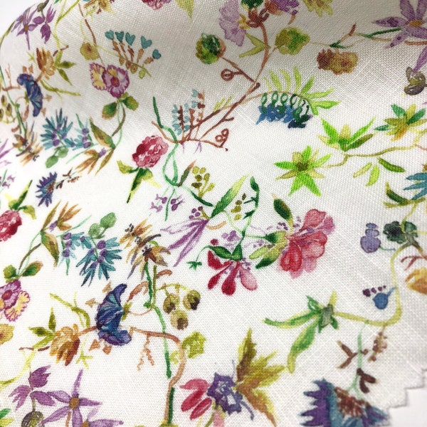 Floral Linen Fabric - Etsy