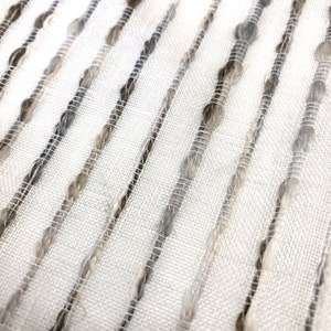Dot Embroidered Blue Indigo Stripe Sheer Linen Fabric Flat Roman Shade ...