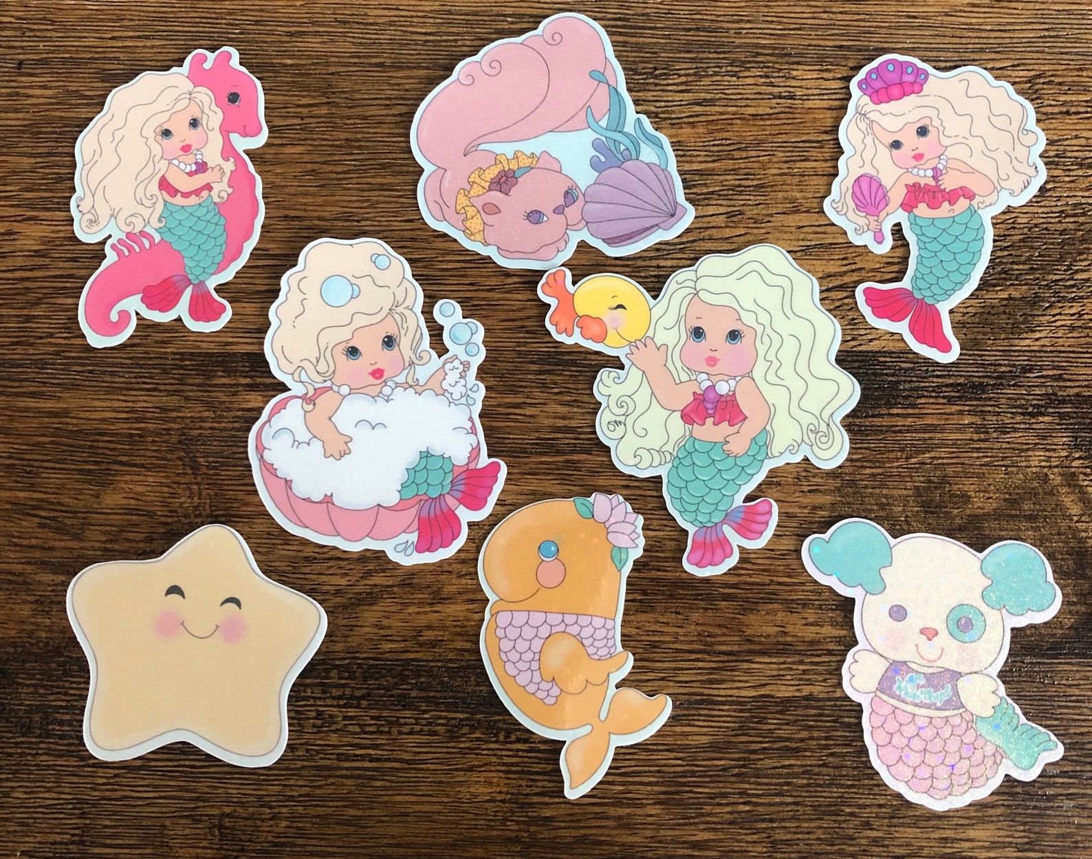 8 Pack Holographic Sweet Sea Doll Sticker Pack~ - Etsy