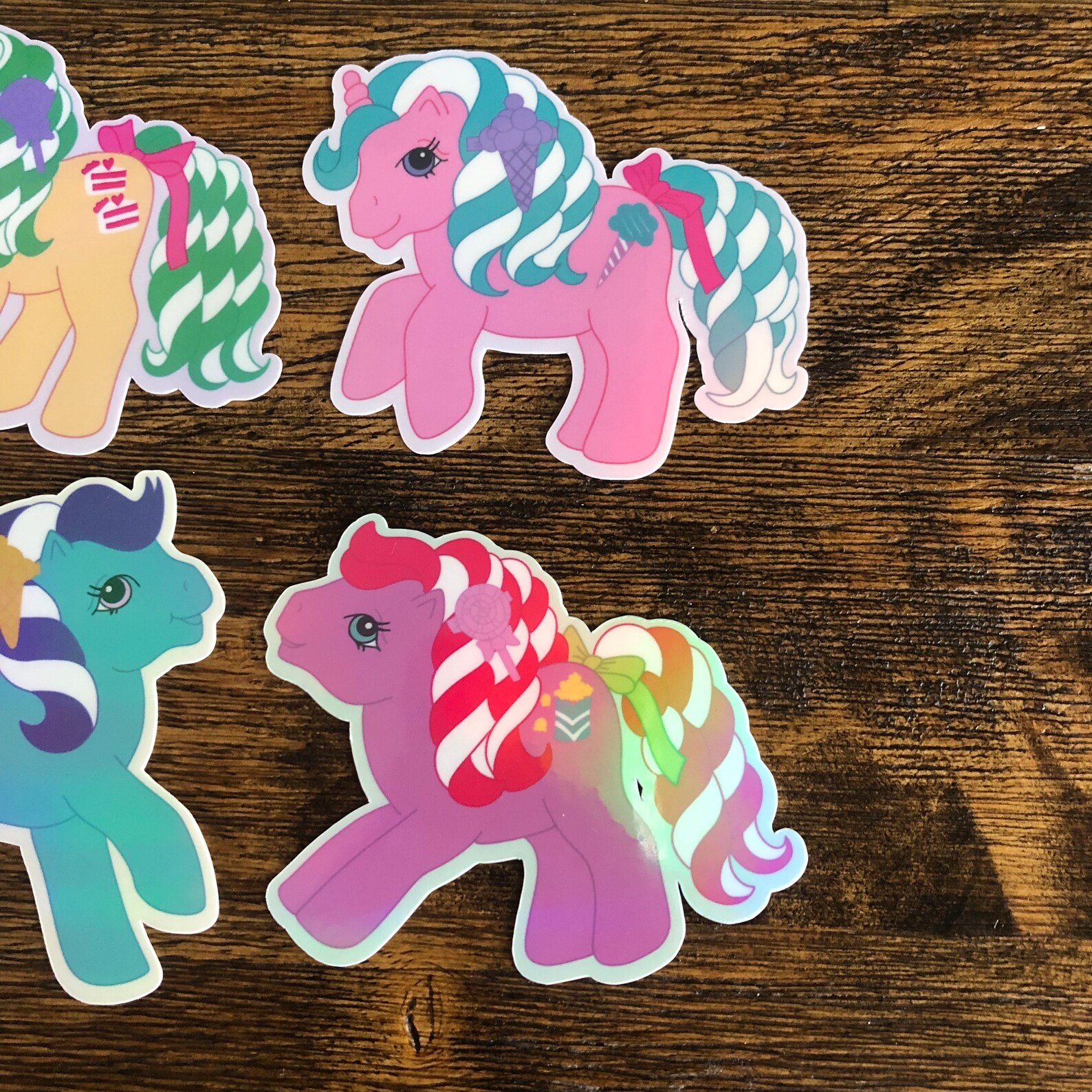 6 Pack Candy Cane Holographic Pony Sticker Pack~mlp Inspired~ - Etsy