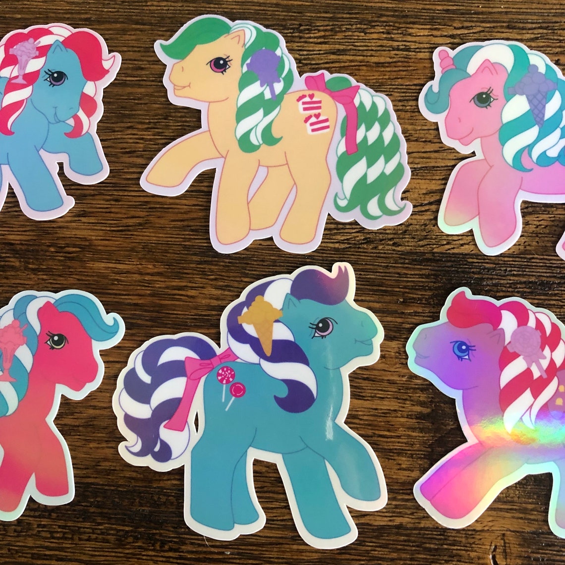6 Pack Candy Cane Holographic Pony Sticker Pack~mlp Inspired~ - Etsy