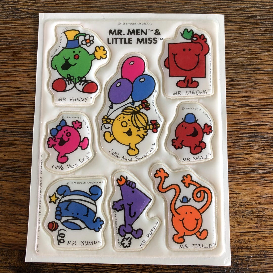 Vintage Mr. Men & Little Miss Puffy Stickers *COMPLETE-RARE-NIP* - Etsy