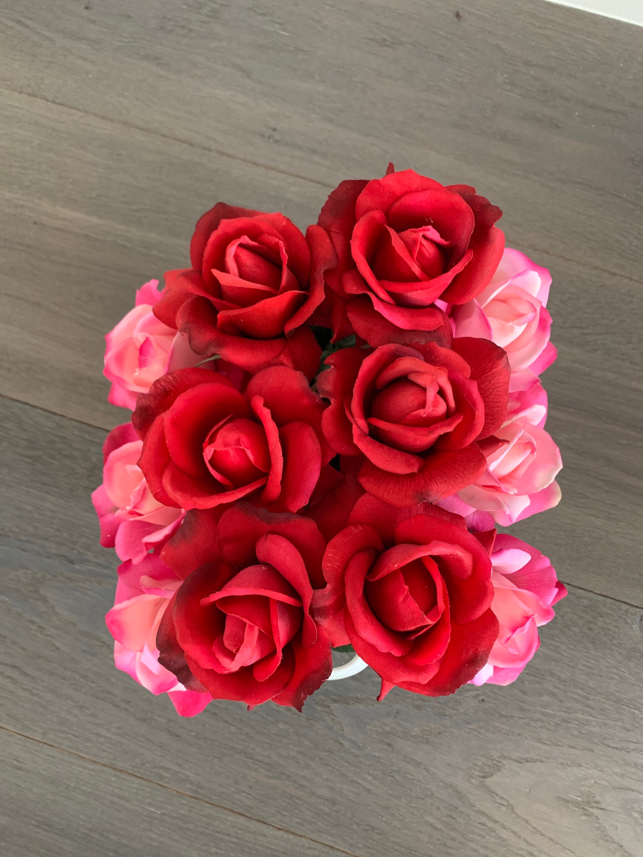 Real touch red roses ceramic vase Pink roses | Etsy