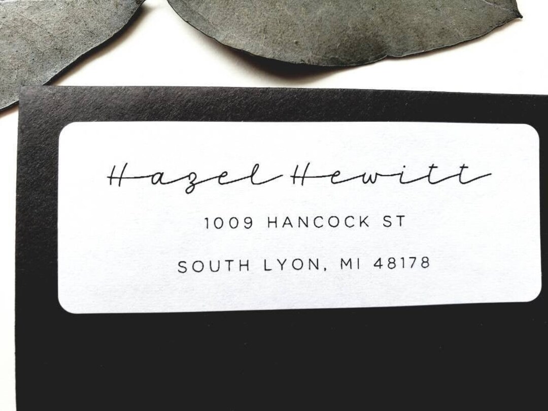Custom Minimalist Return Address Label With Calligraphy and Modern Text ...