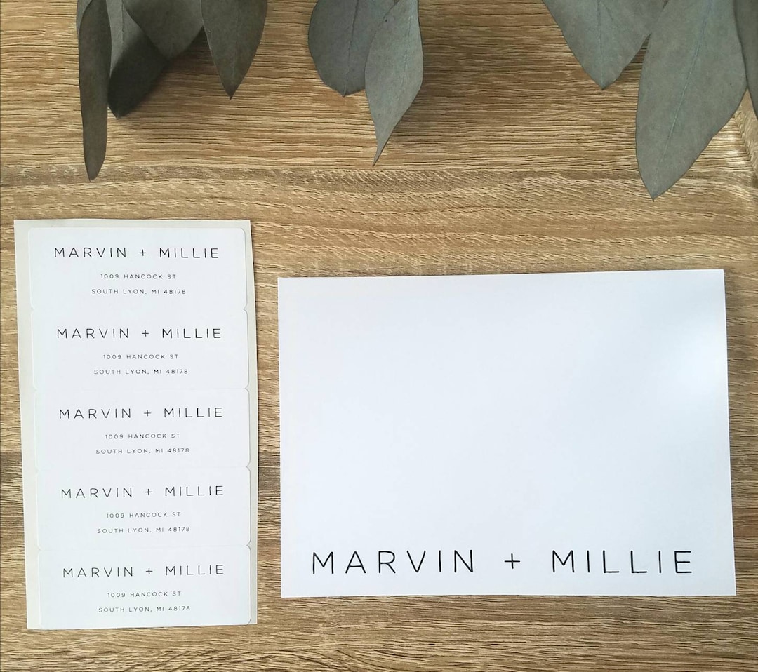 Modern Personalized Stationery Set of Cards and Labels- Minimalist ...
