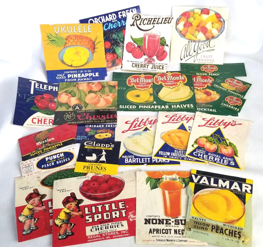 23 Original Fruit Can Labels Ephemera, Vintage Paper for Junk Journal ...