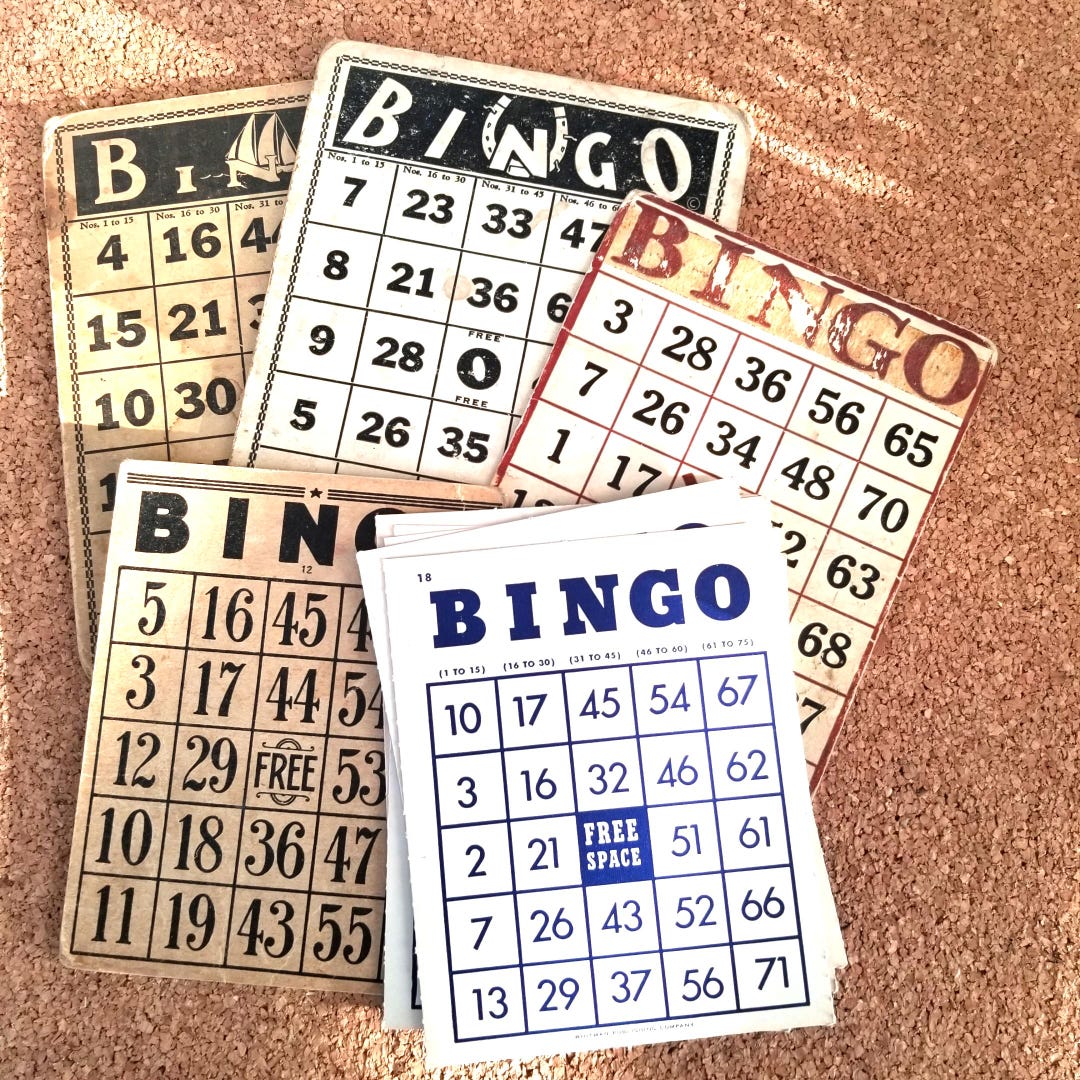 10 Assorted Vintage BINGO Cards for Junk Journal, Altered Art, Mixed ...