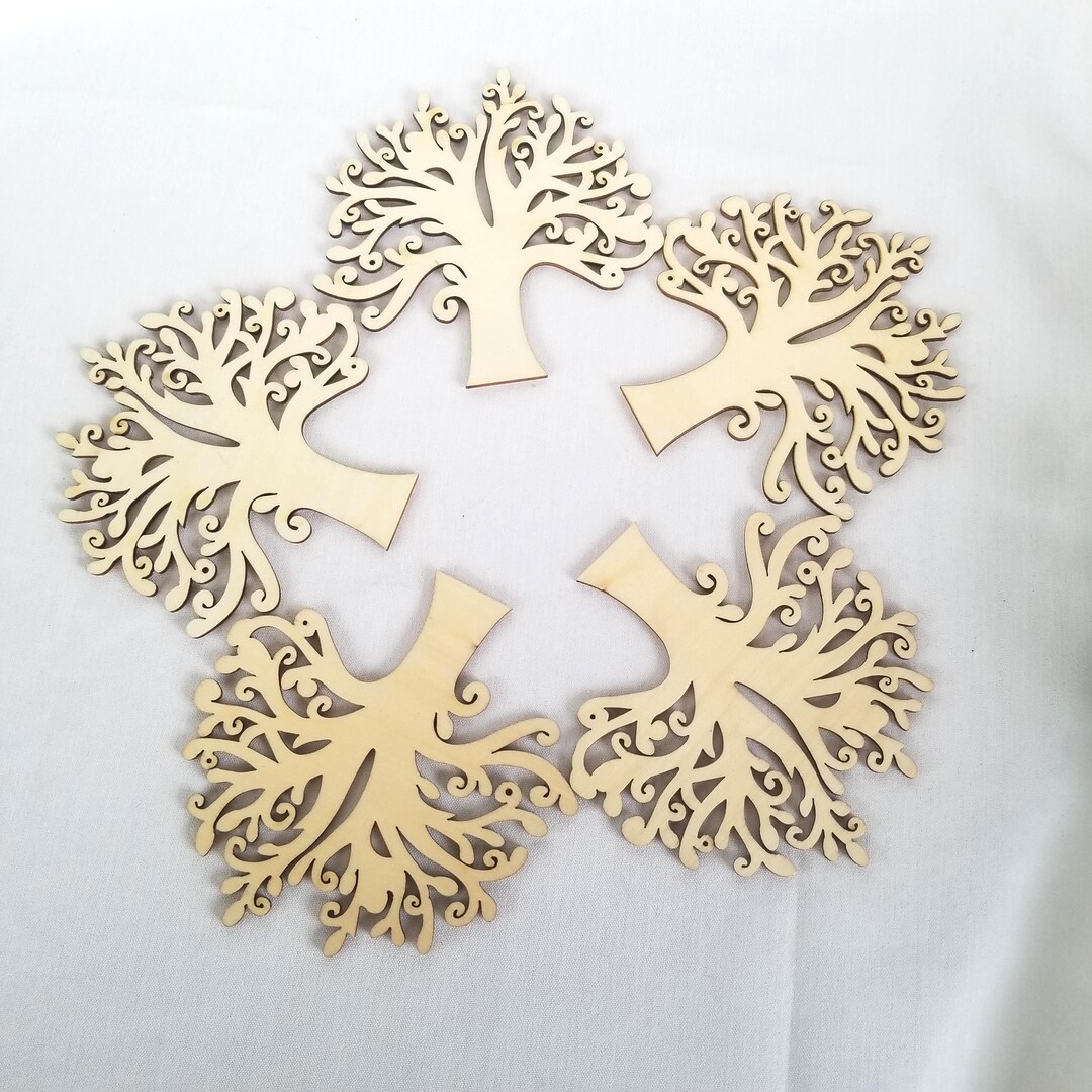 Wood Tree Shapes, Tree of Life, Whimiscal Tree Shapes Set of 5 - Etsy