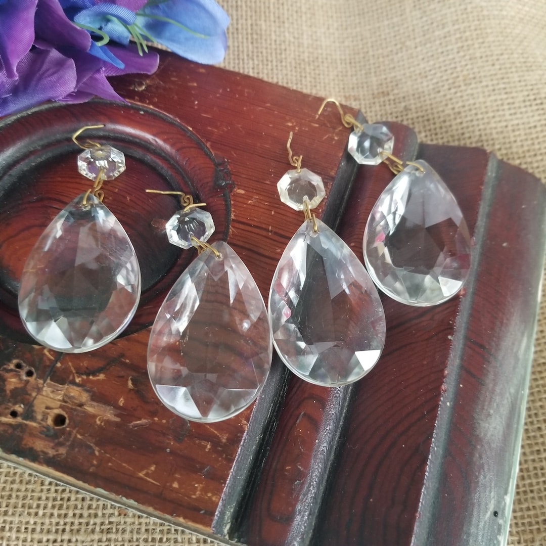 Almond Teardrop Chandelier Crystal Prisms 2 3/4, Multi Faceted Crystals, Almond Crystals ...