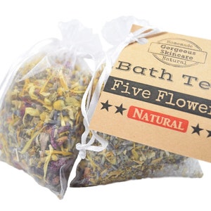 Five Flower Bath Tea Bag - Tub Tea, Floral Bath Soak, Relaxation Body ...