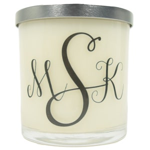 Custom Monogram Candle - Natural Soy Candle, 12 Oz Glass Soy Candle ...