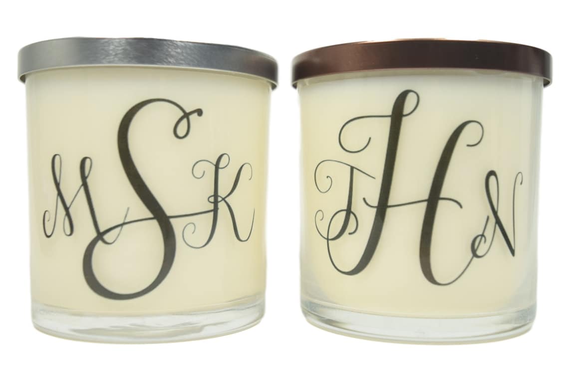 Custom Monogram Candle - Natural Soy Candle, 12 Oz Glass Soy Candle ...