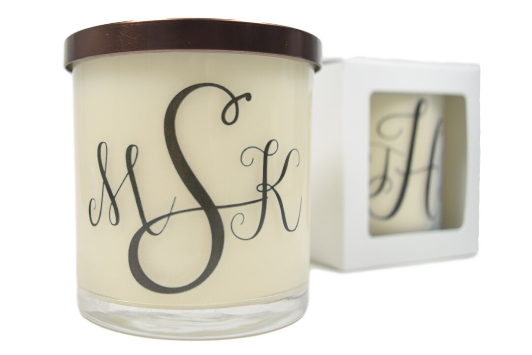 Custom Monogram Candle - Natural Soy Candle, 12 Oz Glass Soy Candle ...