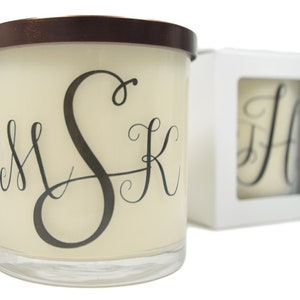 Custom Monogram Candle - Natural Soy Candle, 12 Oz Glass Soy Candle ...